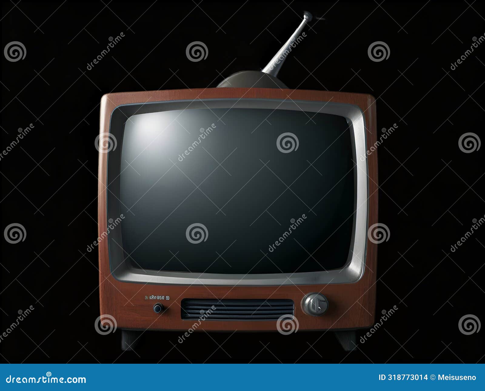 Vintage Television Set Against a Dark Backdrop Stock Illustration ...