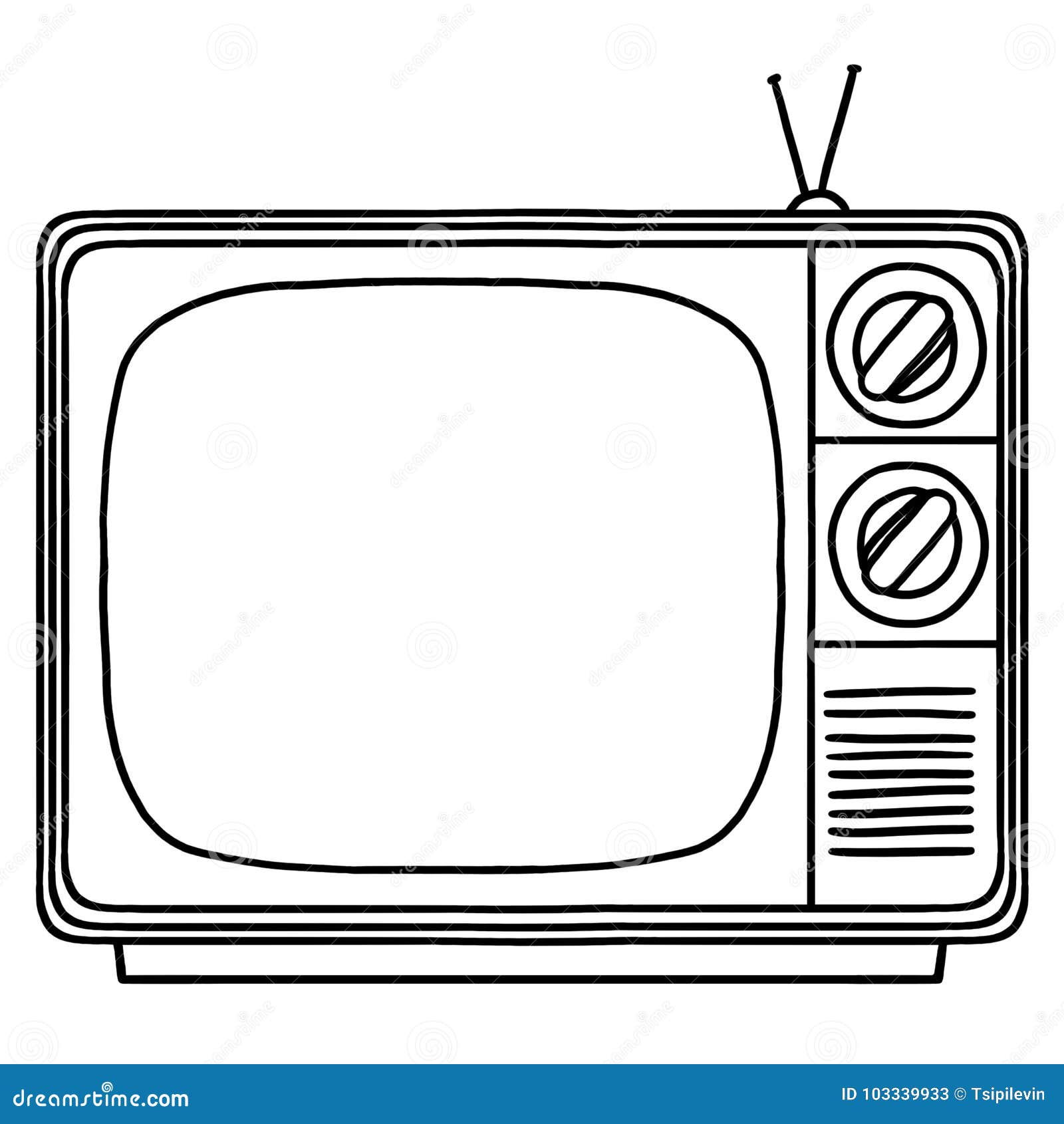 TV With Antenna Outline Icon Vector Illustration | CartoonDealer.com ... TV With Antenna Outline Icon Vector Illustration | CartoonDealer.com ...