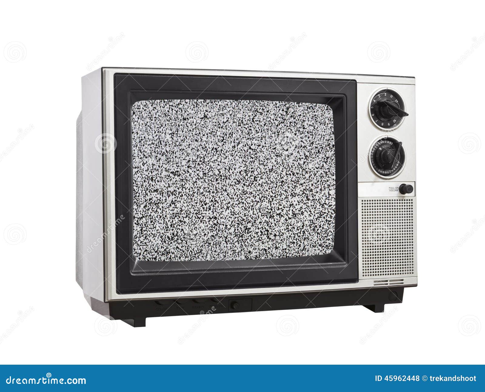 Vintage Television with Static Isolated Stock Photo - Image of object ...