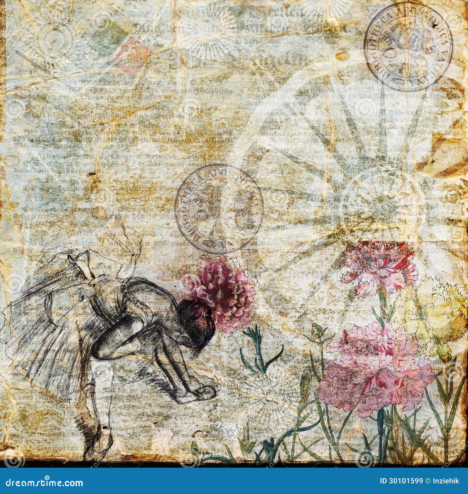 Vintage Text Collage Victorian Background Paper Stock Illustration ...