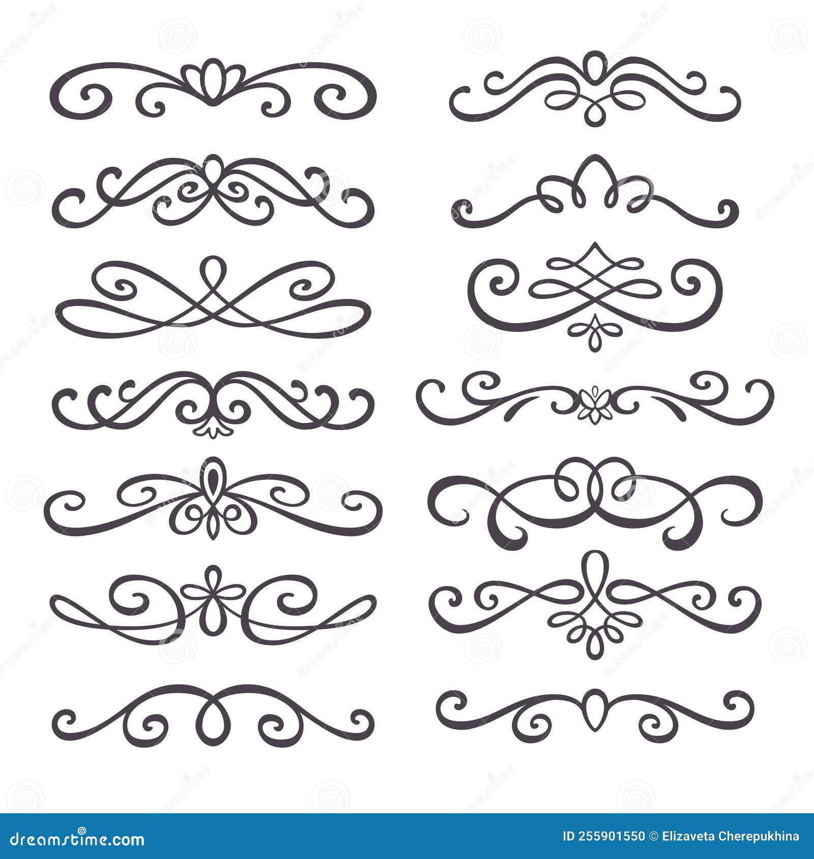 Vintage Text Dividers and Elegant Flourish Elements. Decorative Retro ...
