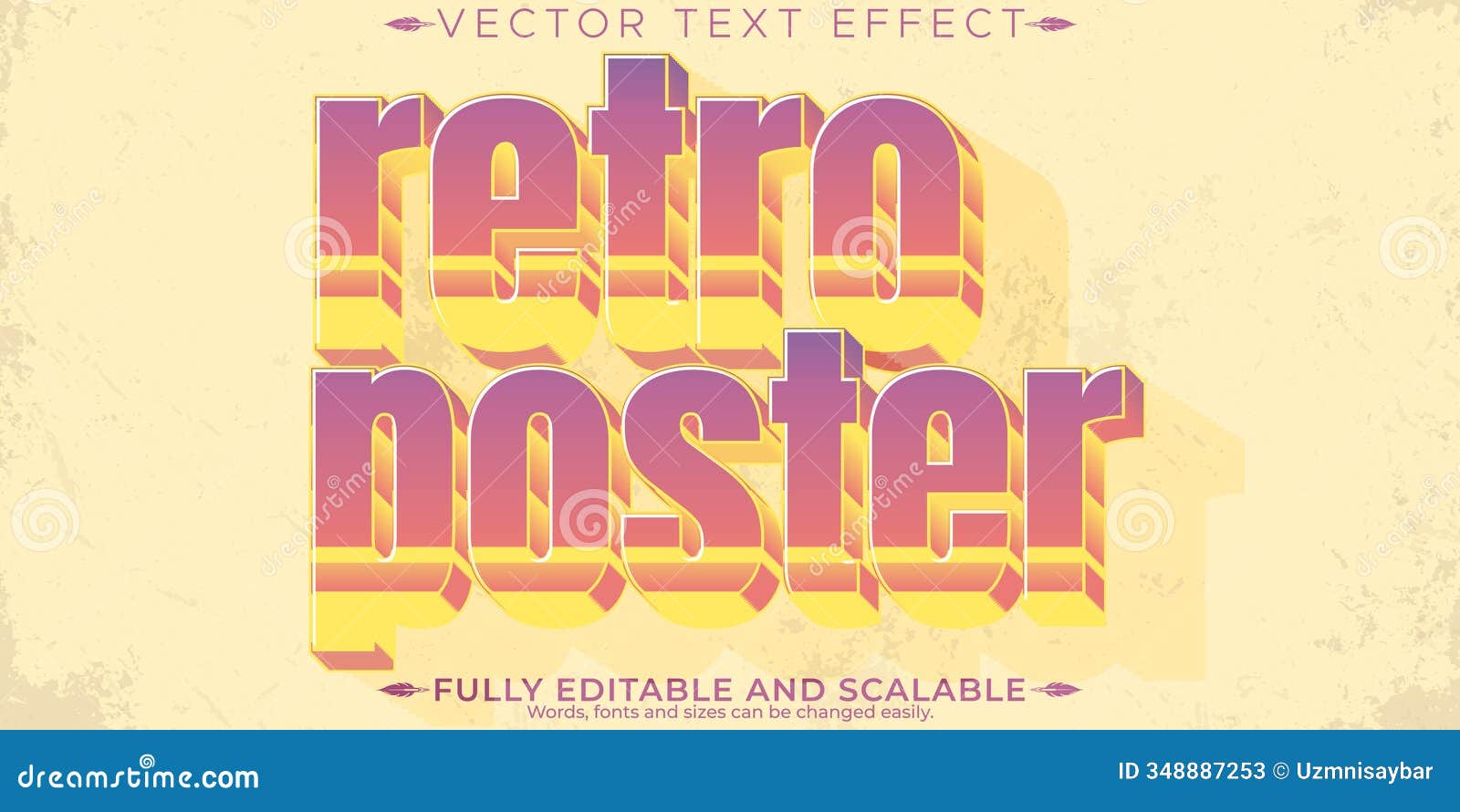 Vintage Text Effect, Editable Retro 80s Text Style Stock Vector ...