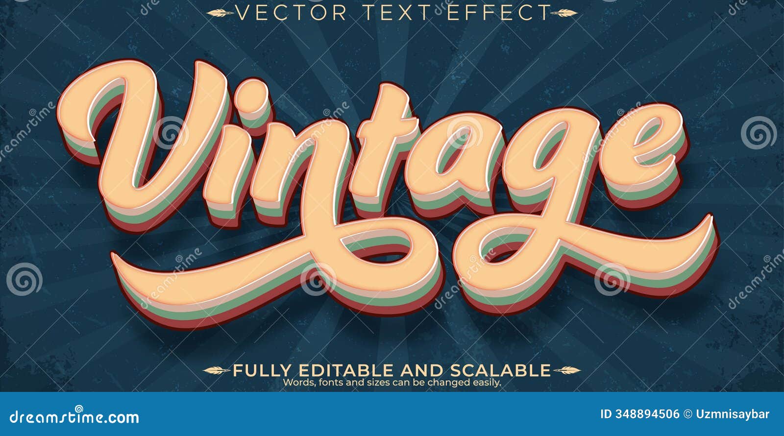 Vintage Text Effect, Editable Retro 80s Text Style Stock Vector ...
