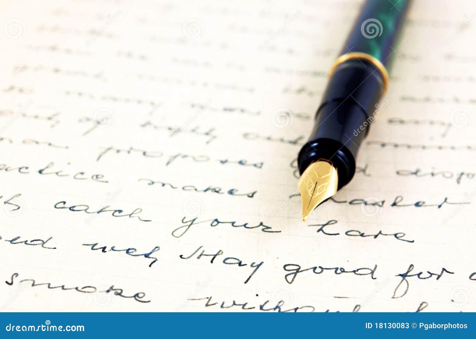 Vintage Text And Fountain Pen Stock Image - Image of letter, paper ...