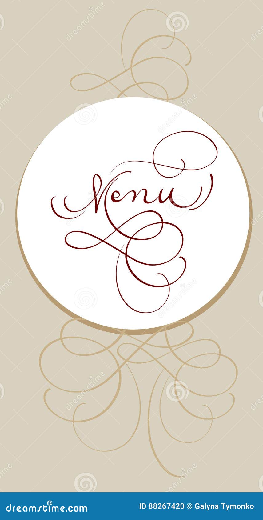Vintage Text Menu in White Circle. Calligraphy Lettering Illustration ...
