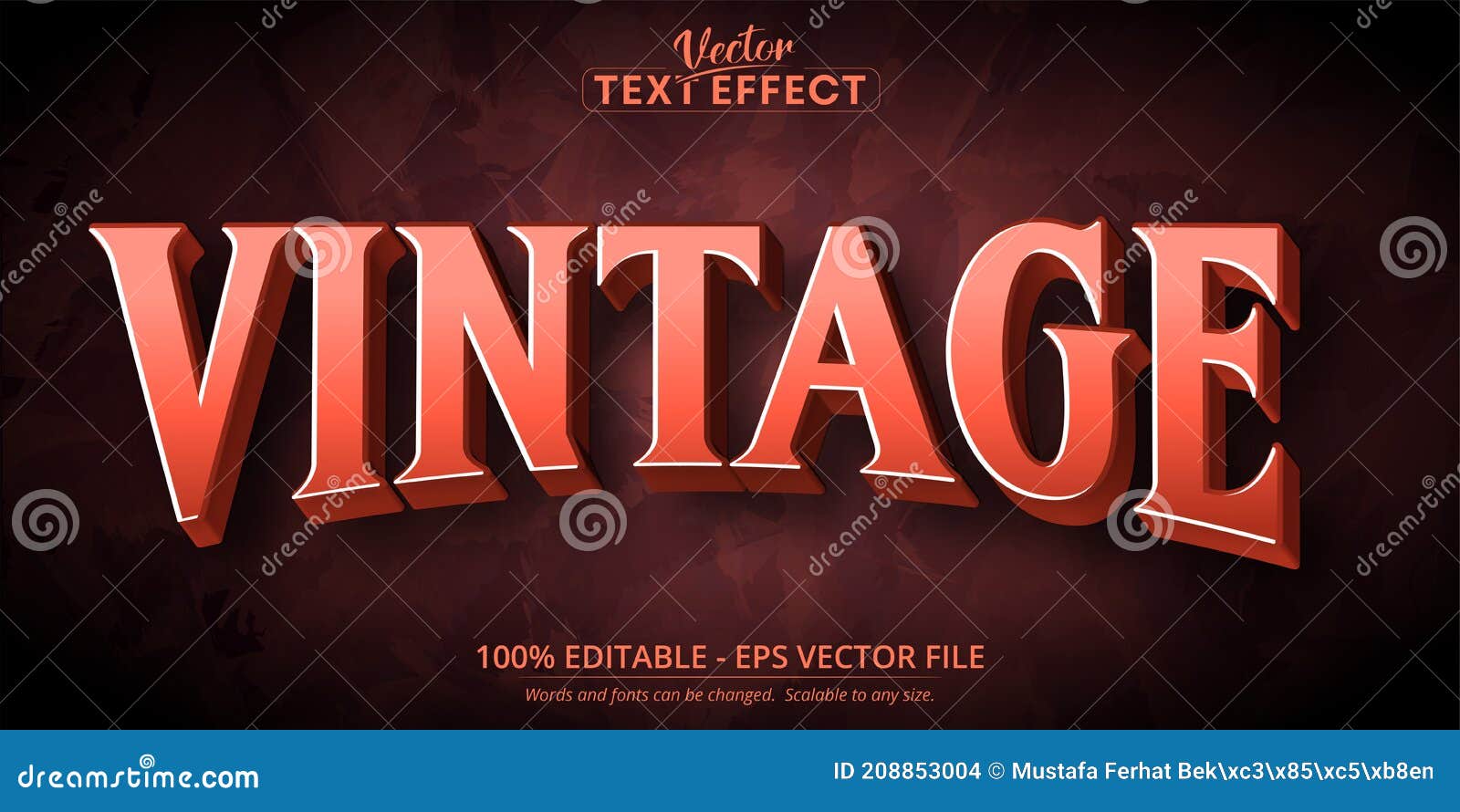 Vintage Text Vintage Style Editable Text Effect Stock Illustration ...