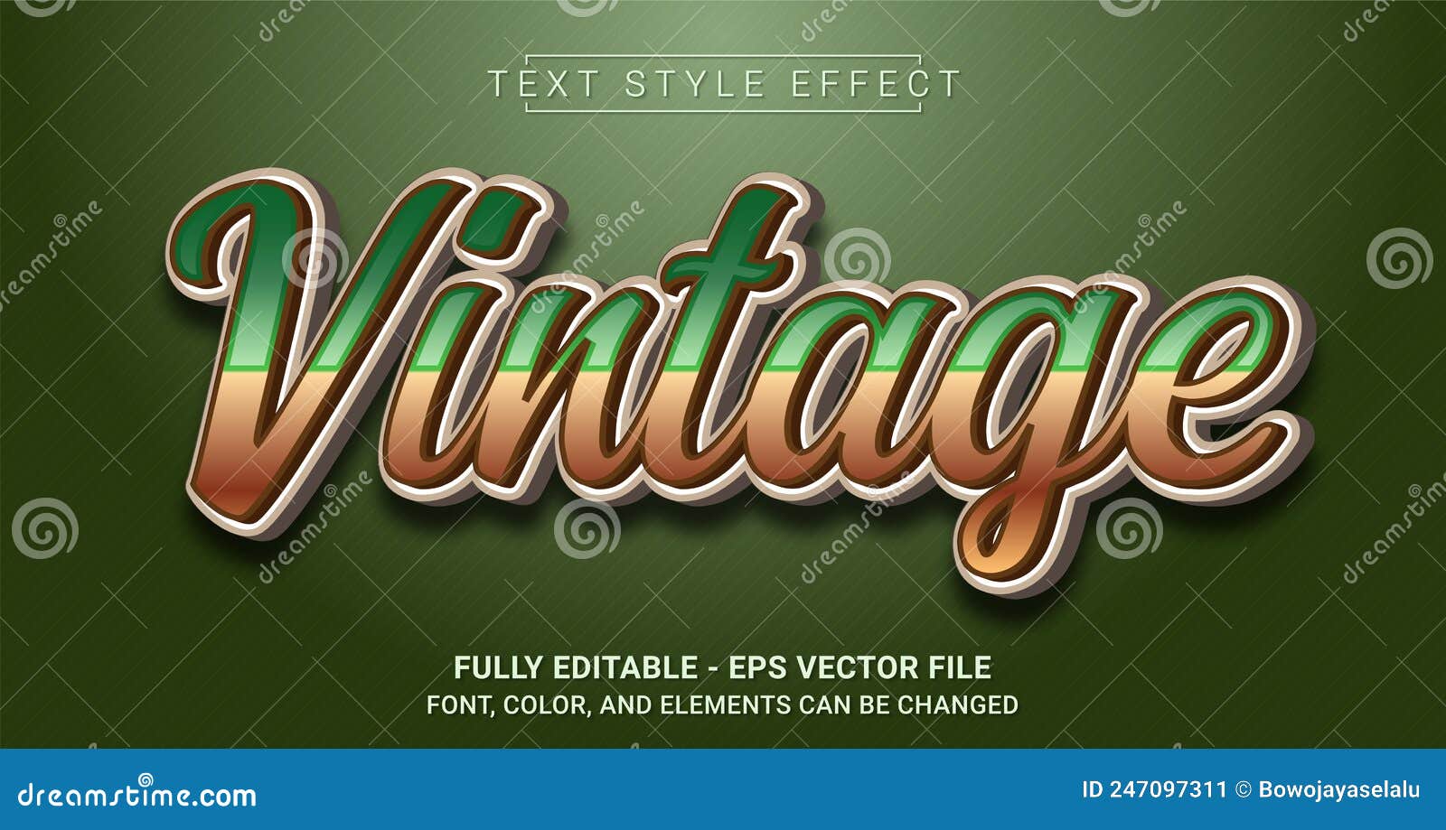 Vintage Text Style Effect. Editable Graphic Text Template Stock Vector ...