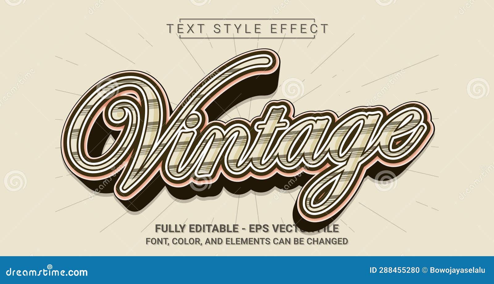Vintage Text Style Effect. Editable Graphic Text Template Stock ...