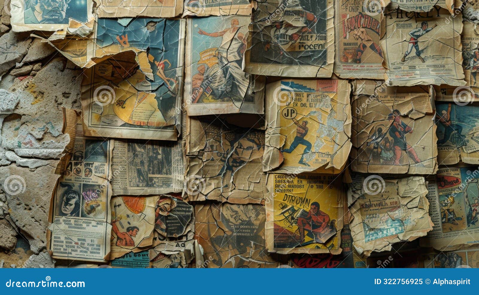 Vintage and Textured Background Created by Old, Torn Comic Books ...