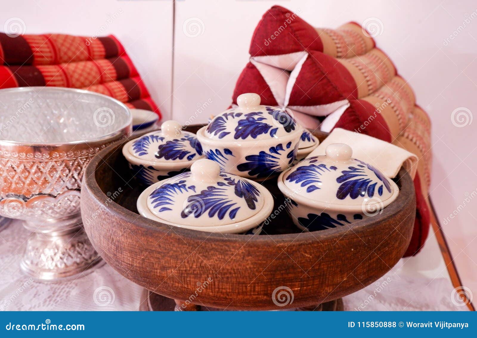 Cup ceramic Thai Style stock photo. Image of blue, vintage - 115850888