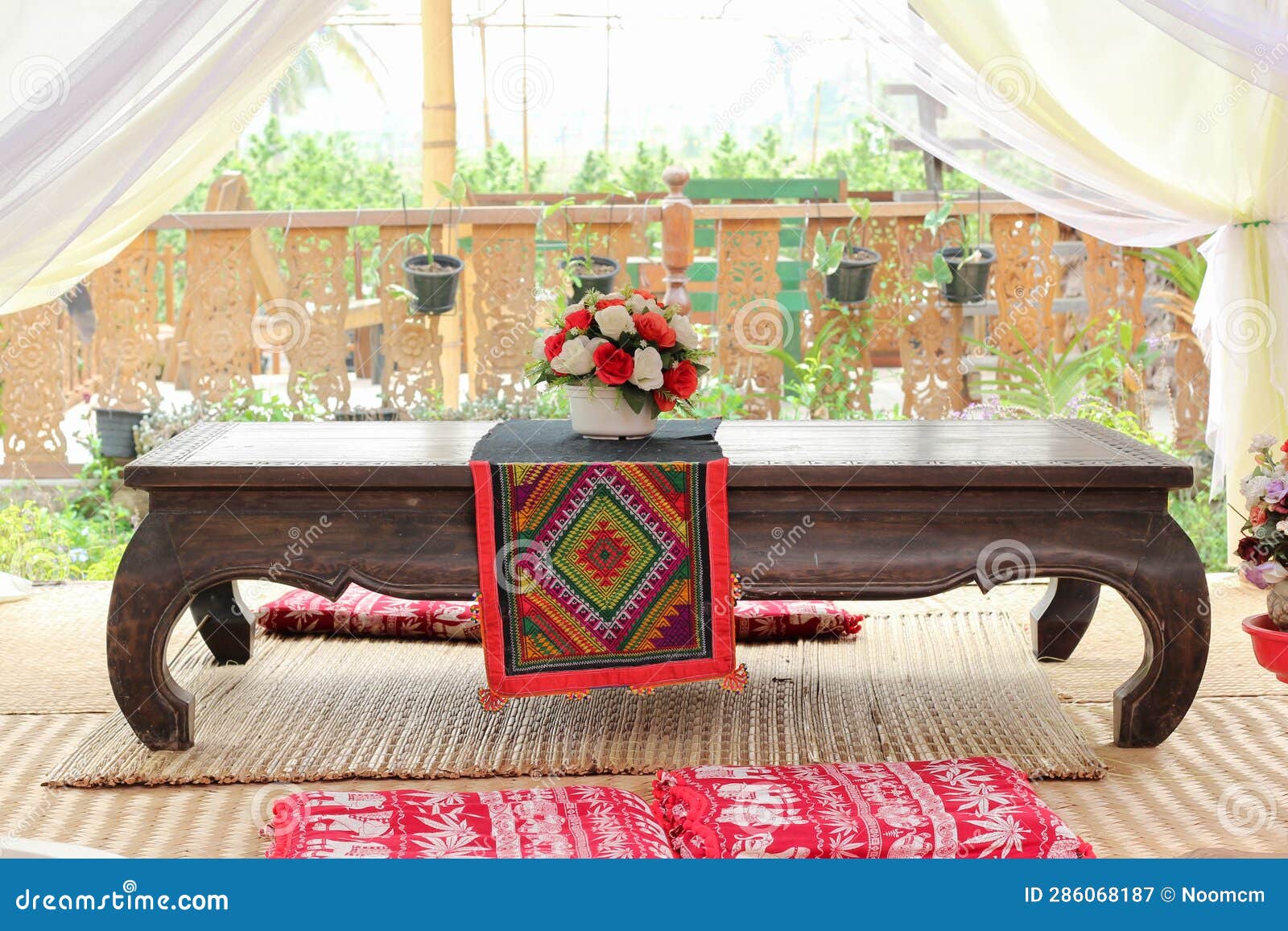A Thai Style Table on the Mat Stock Image - Image of antique, classic ...