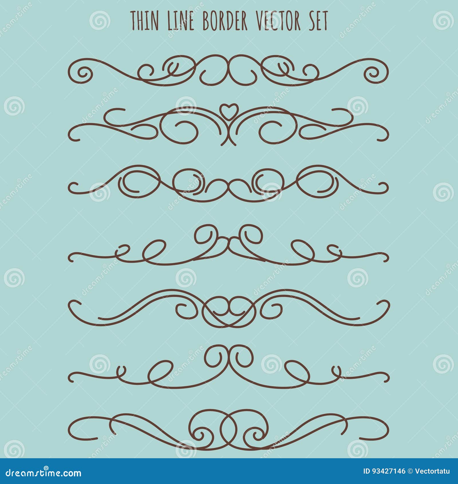 Vintage Thin Line Border Set Stock Vector - Illustration of elegant ...