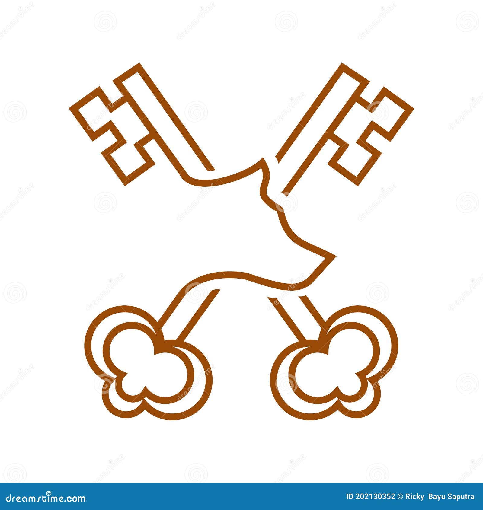 Vintage Thin Line Royal Keys with Dog Hound Shaped Stock Illustration ...