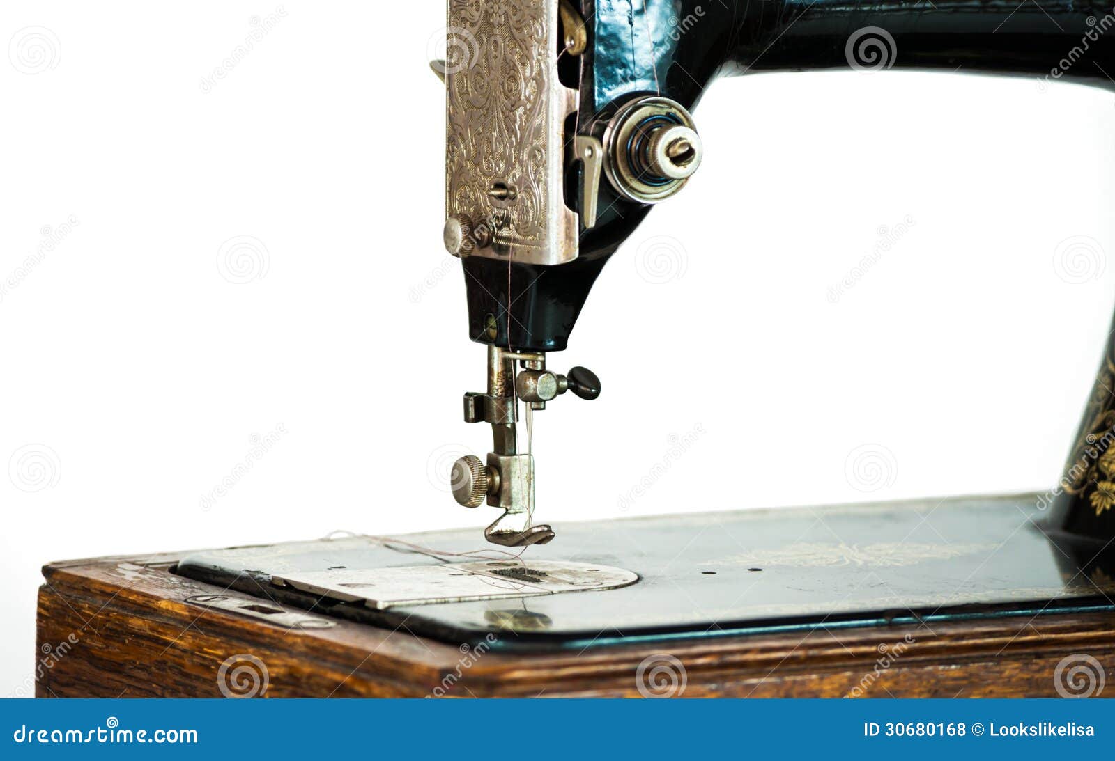 Vintage Threaded Sewing Machine Stock Photo - Image of domestic ...