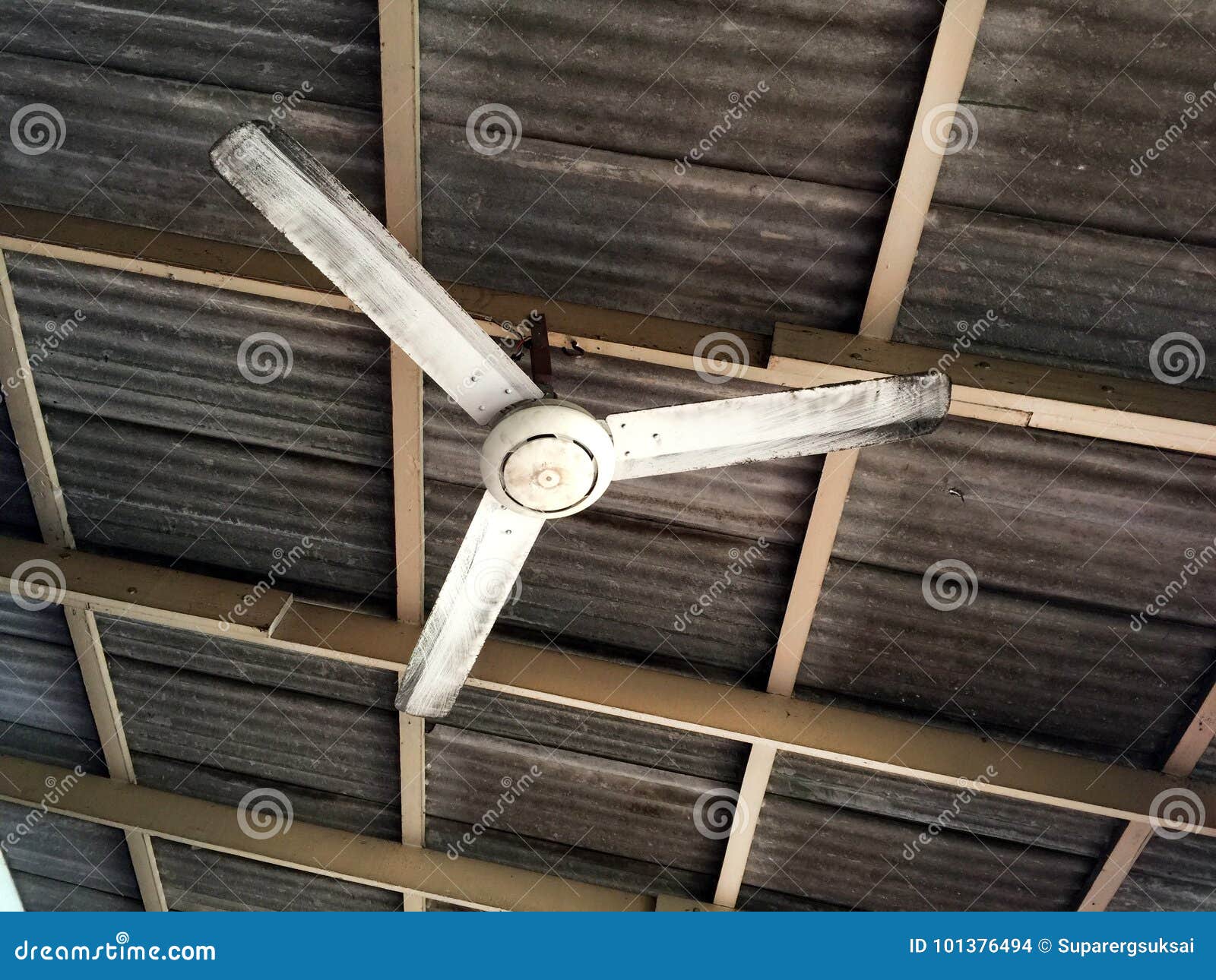 Vintage Three Blades Ceiling Fan Stock Photo - Image of temperature ...