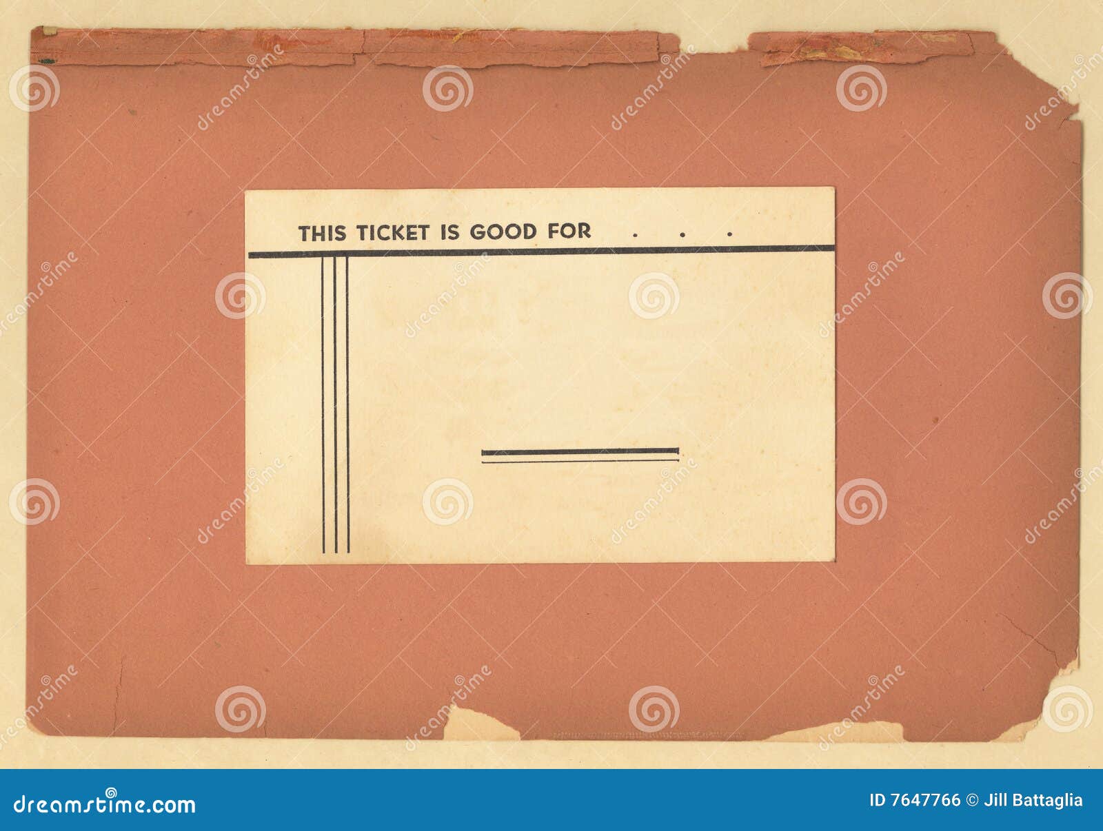 Vintage Ticket on Old Paper Stock Photo - Image of antique, piece: 7647766