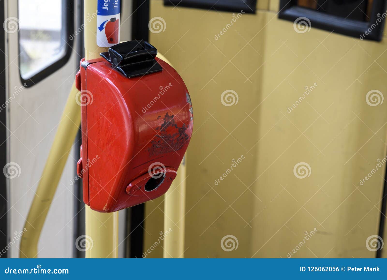 Vintage Ticket Punching Validating Machine on a Tram in Budapest Stock ...