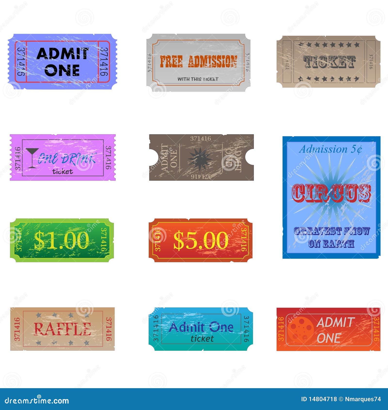 Vintage Tickets stock vector. Illustration of paper, concert - 14804718