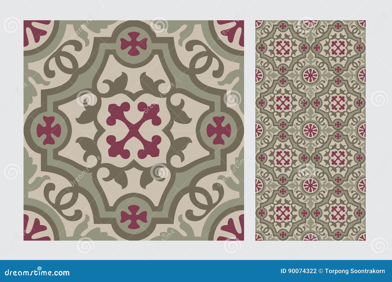 Vintage tile stock vector. Illustration of frame, azulejos - 90074322