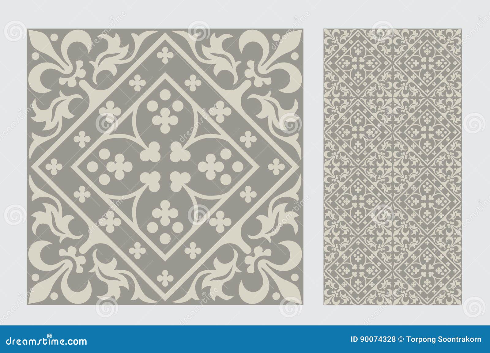 Vintage tile stock vector. Illustration of artist, covering - 90074328