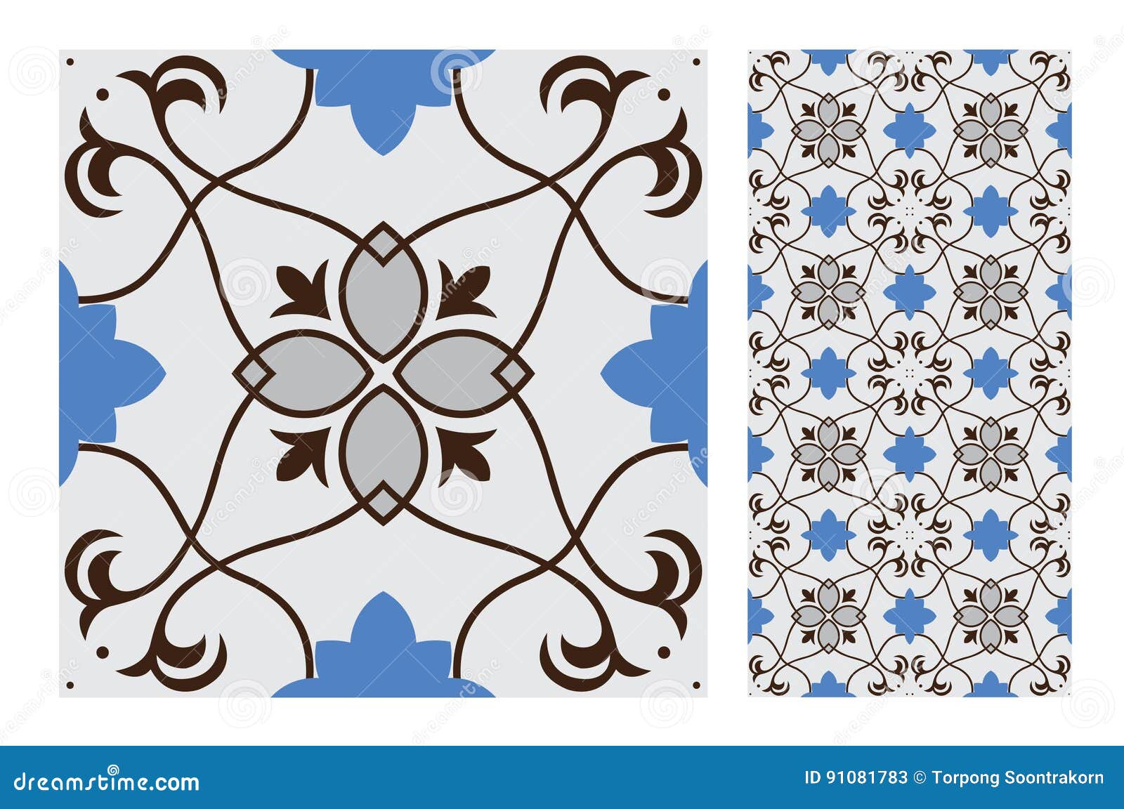 Vintage Tile Cartoon Vector | CartoonDealer.com #91081783