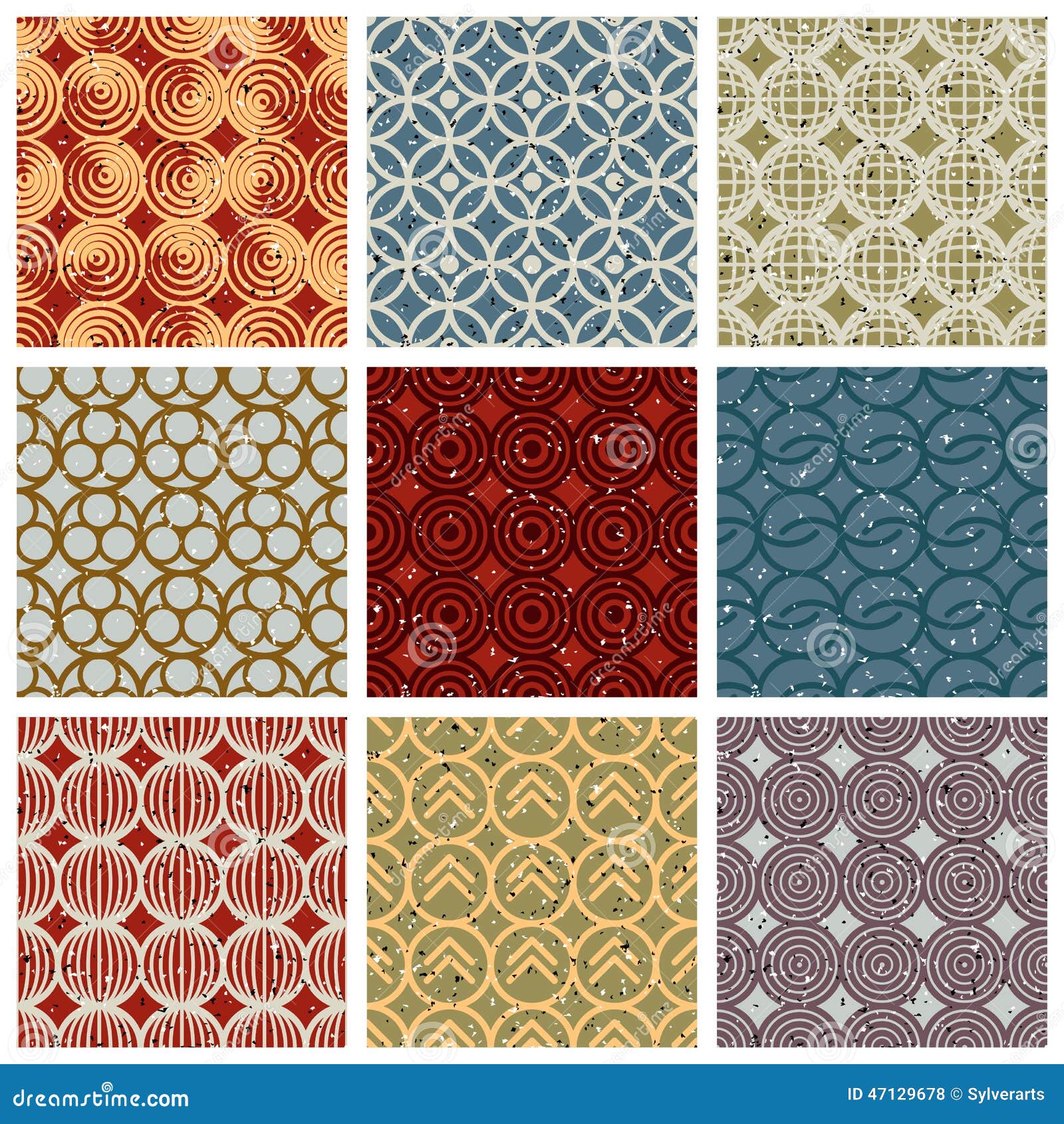 Vintage Tiles Seamless Patterns Set. Stock Vector - Illustration of background, graphic: 47129678