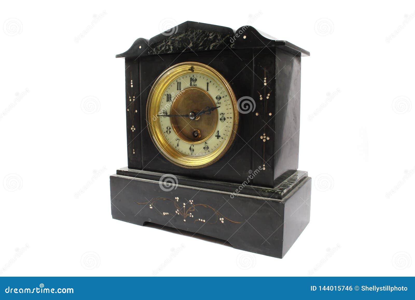 Vintage Timepiece Clock on White Background Stock Photo - Image of ...