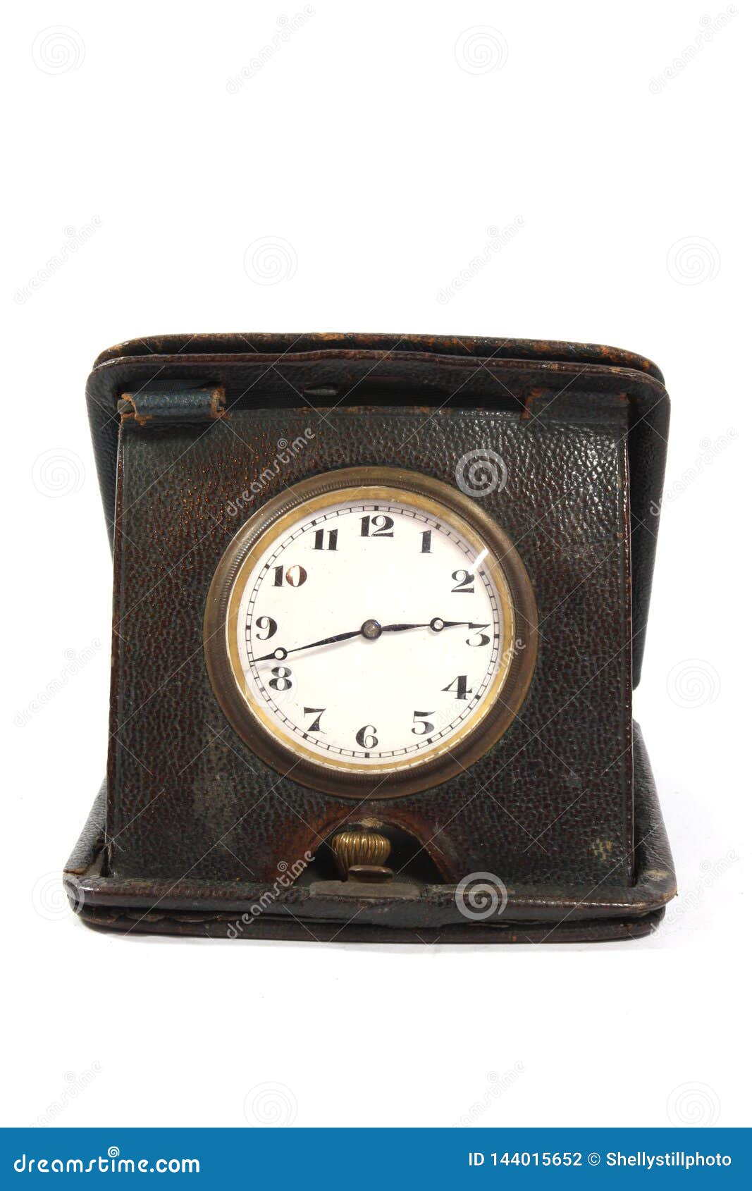 Vintage Timepiece Clock on White Background Stock Photo - Image of ...