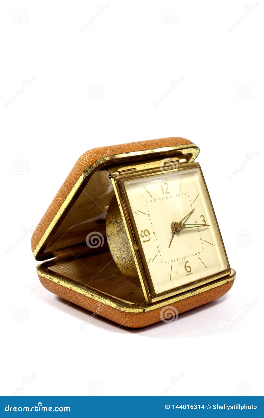 Vintage Timepiece Clock on White Background Stock Photo - Image of ...