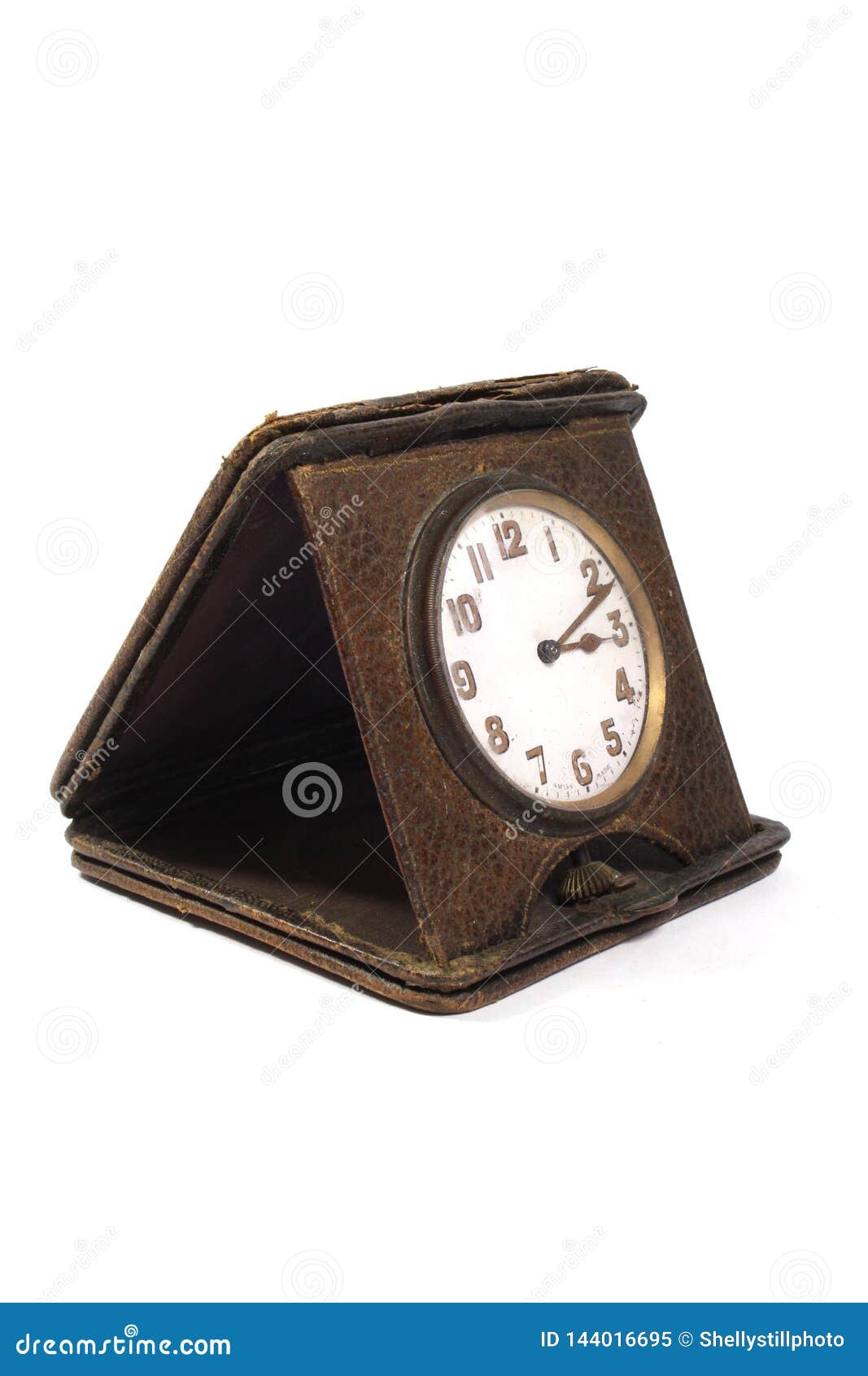 Vintage Timepiece Clock on White Background Stock Image - Image of ...