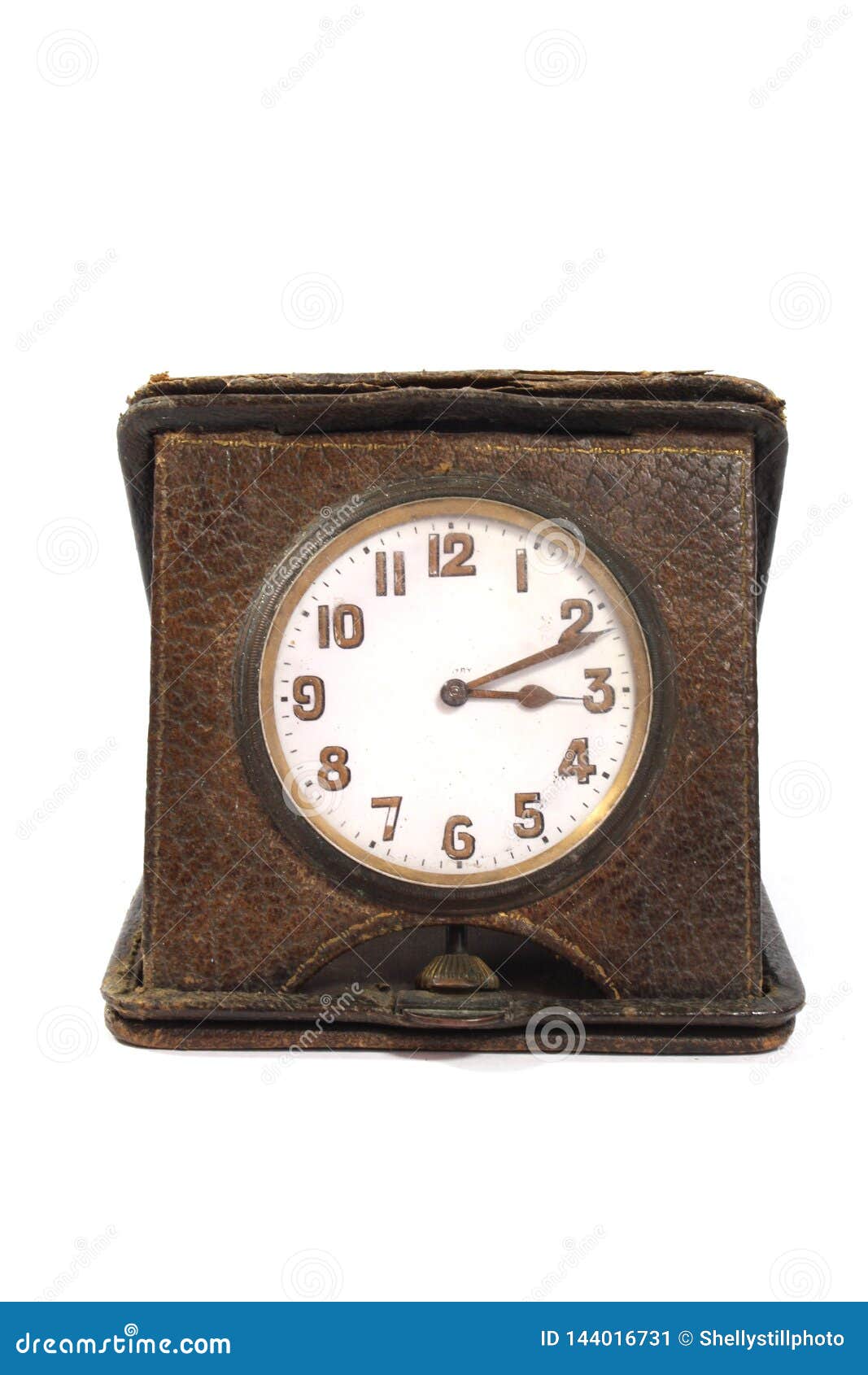 Vintage Timepiece Clock on White Background Stock Image - Image of ...