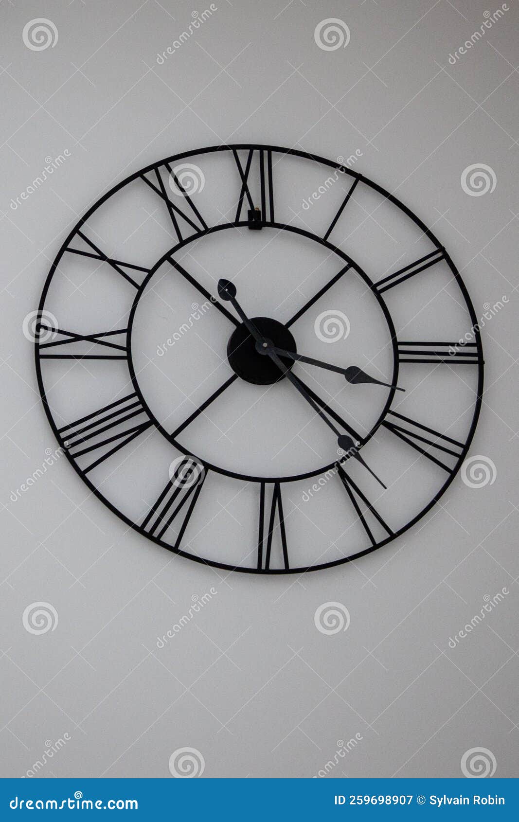 Vintage Timer Old Big Black Clock in Wall Interior with Roman Numerals ...