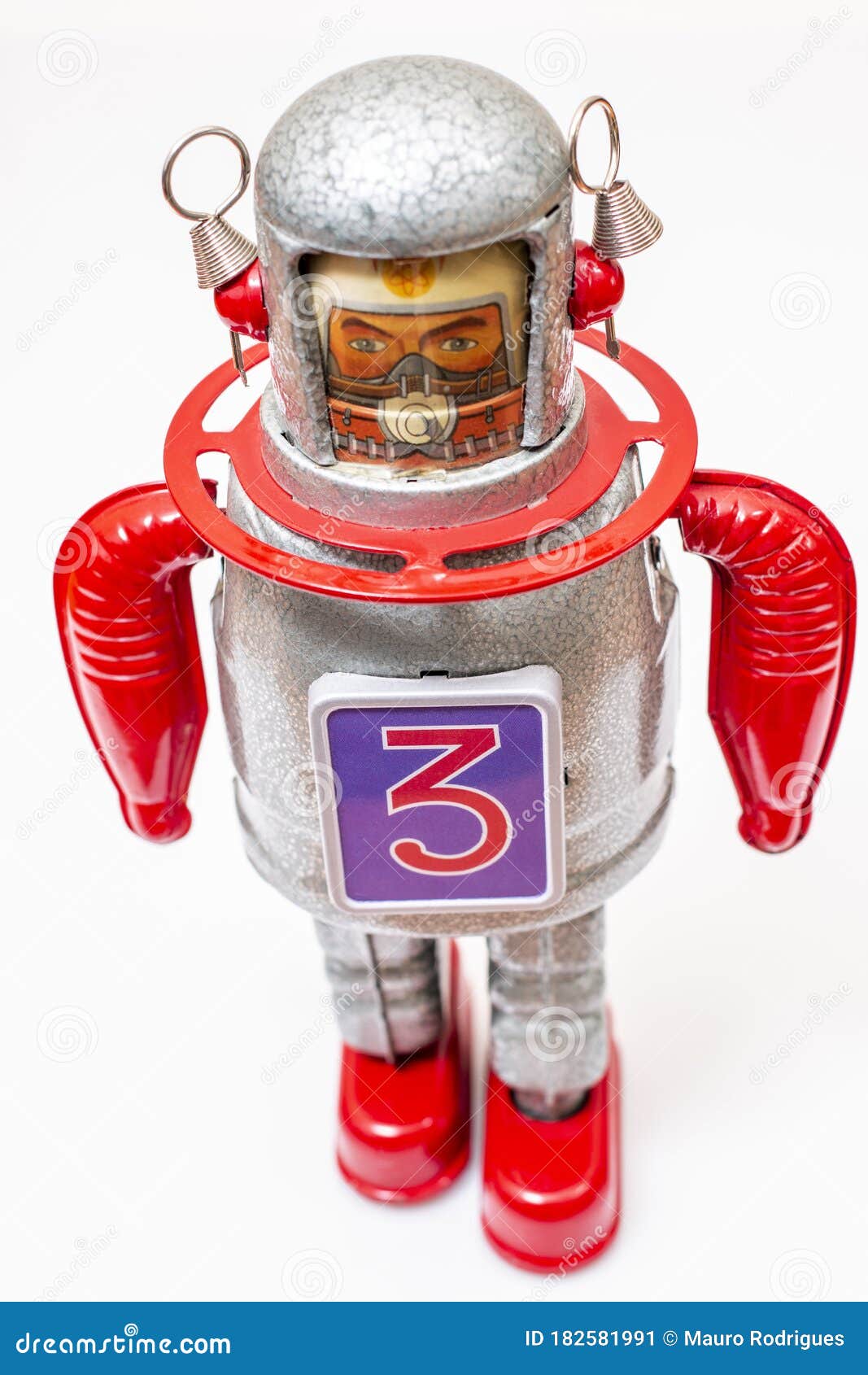 Vintage tin robot toy stock image. Image of cyborg, robotic - 182581991