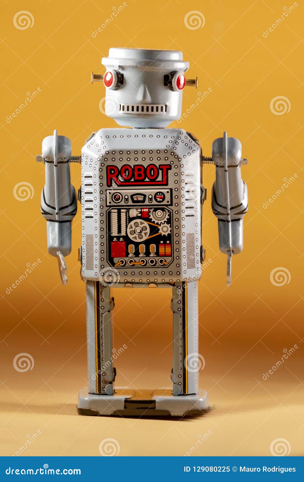 Vintage tin robot toy stock image. Image of antique - 129080225