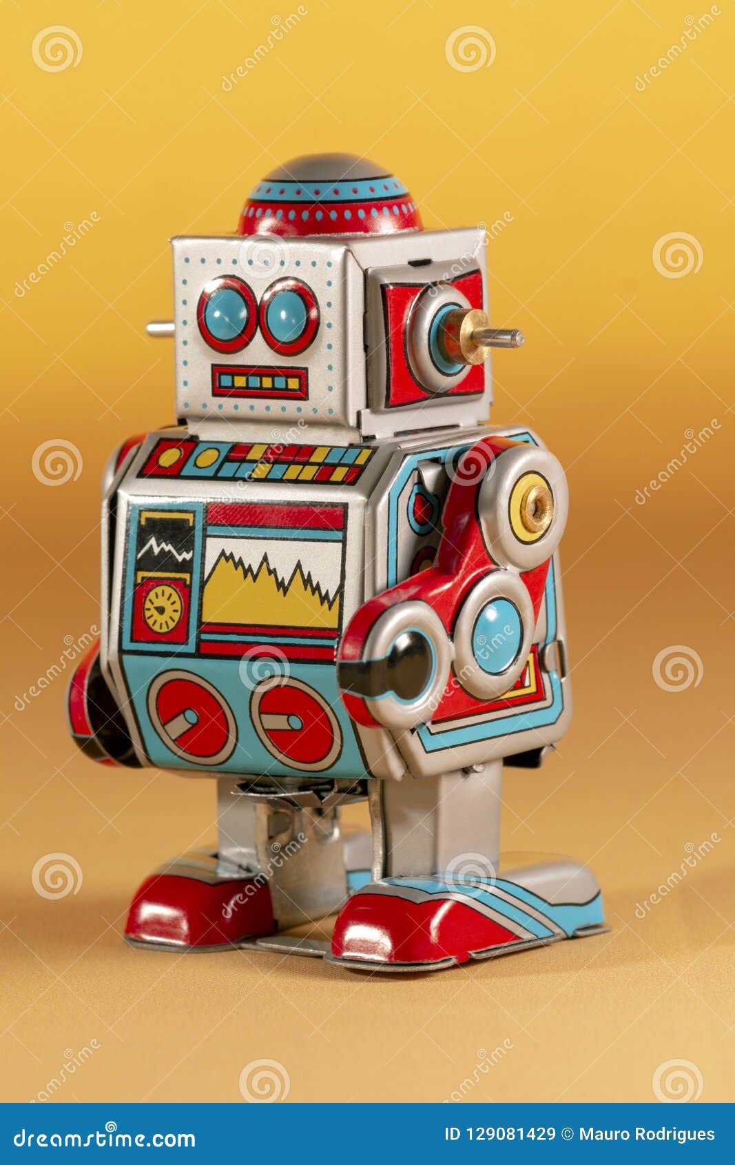 Vintage tin robot toy stock image. Image of revival - 129081429