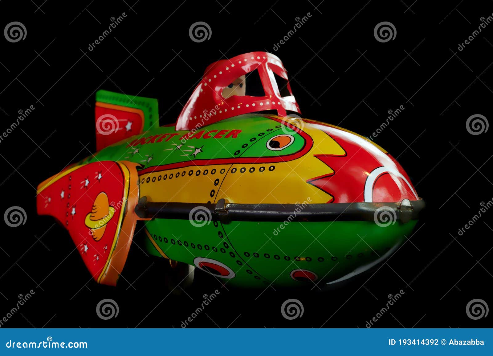 Vintage Tin Rocket Ship Toy. Stock Photo - Image of black, rocketship ...