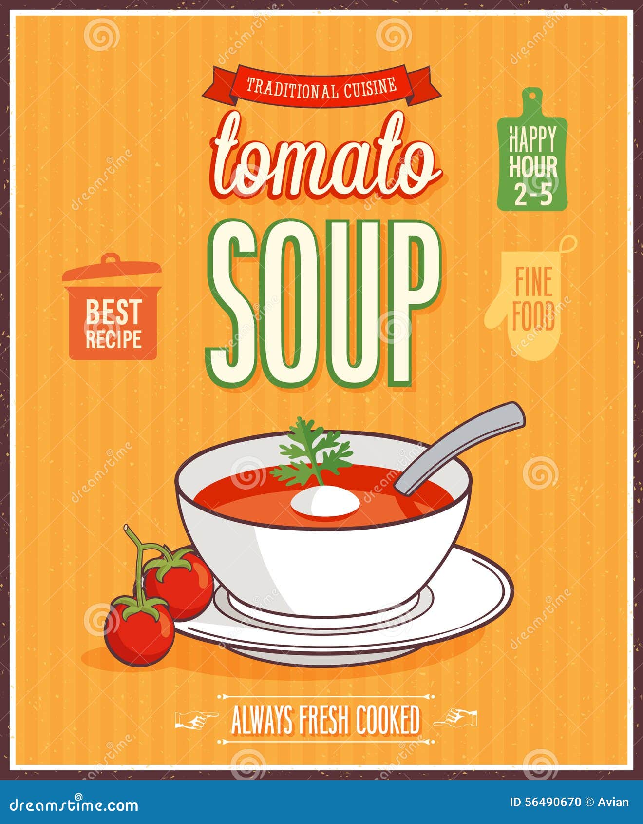 Vintage Tomato Soup Poster. Stock Vector - Illustration of healthy ...