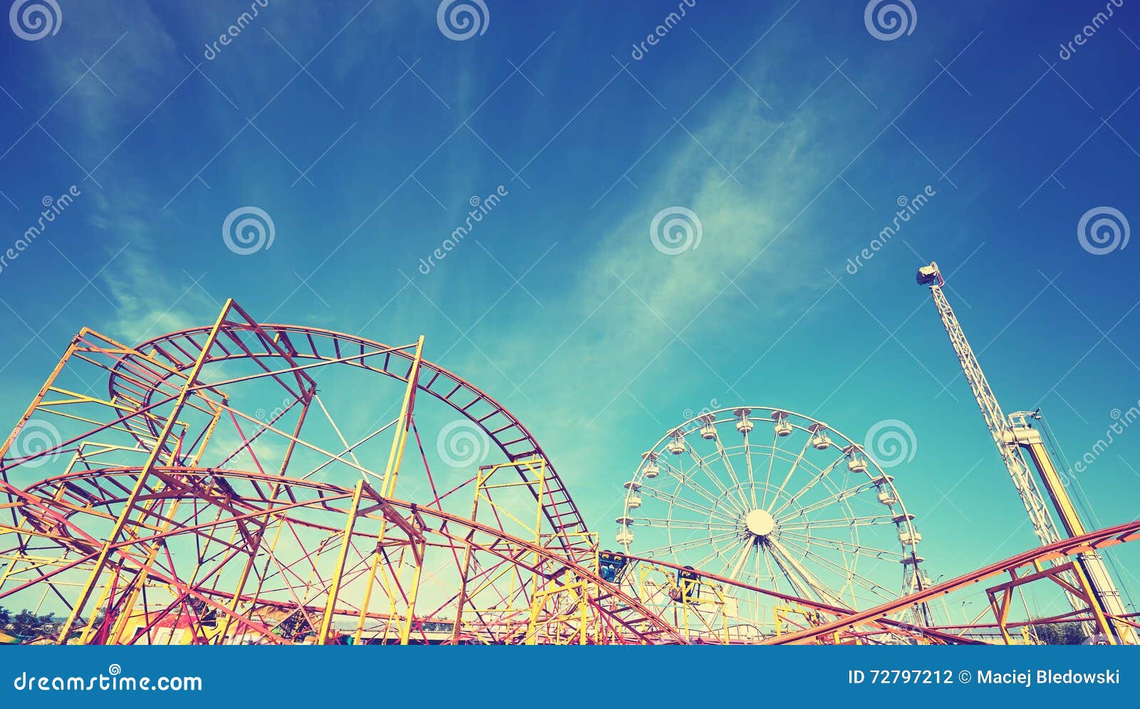 Vintage Toned Picture of an Amusement Park Stock Photo - Image of retro ...