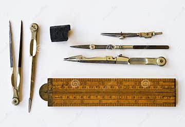 Vintage tools for drawing stock photo. Image of education - 17404746