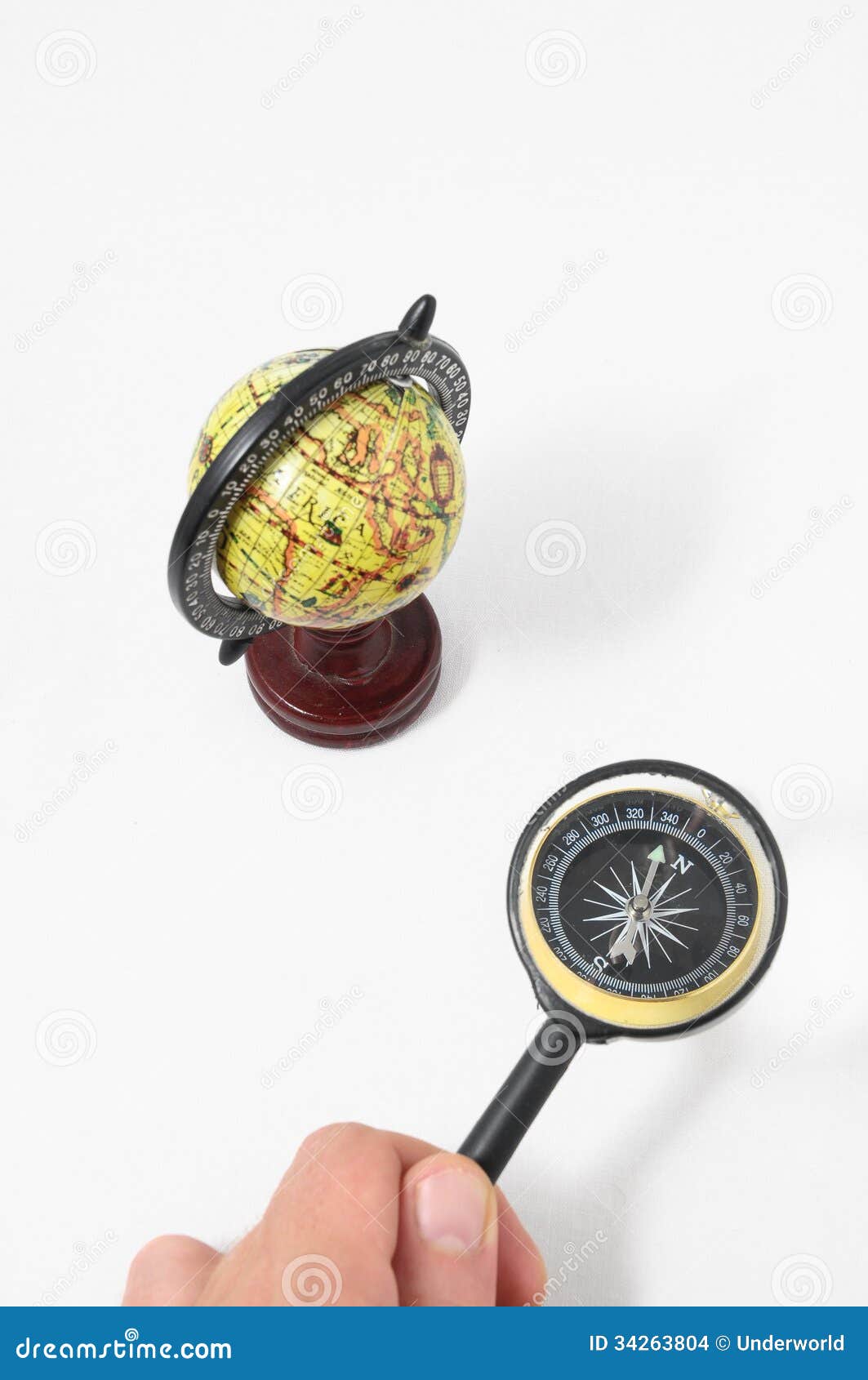 Car And Globe With Compass On Black Background, Travel Symbol Around ...