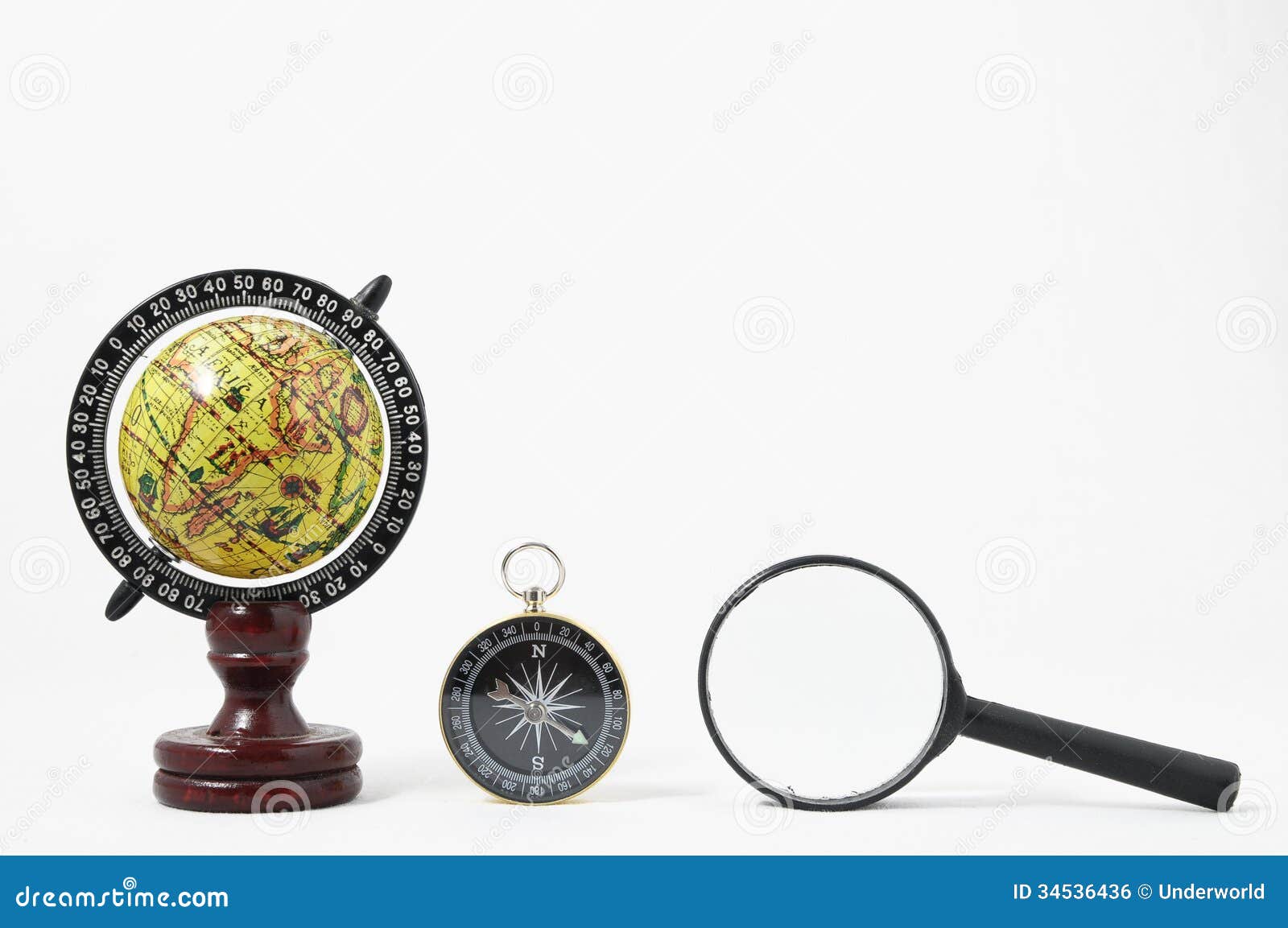 Car And Globe With Compass On Black Background, Travel Symbol Around ...