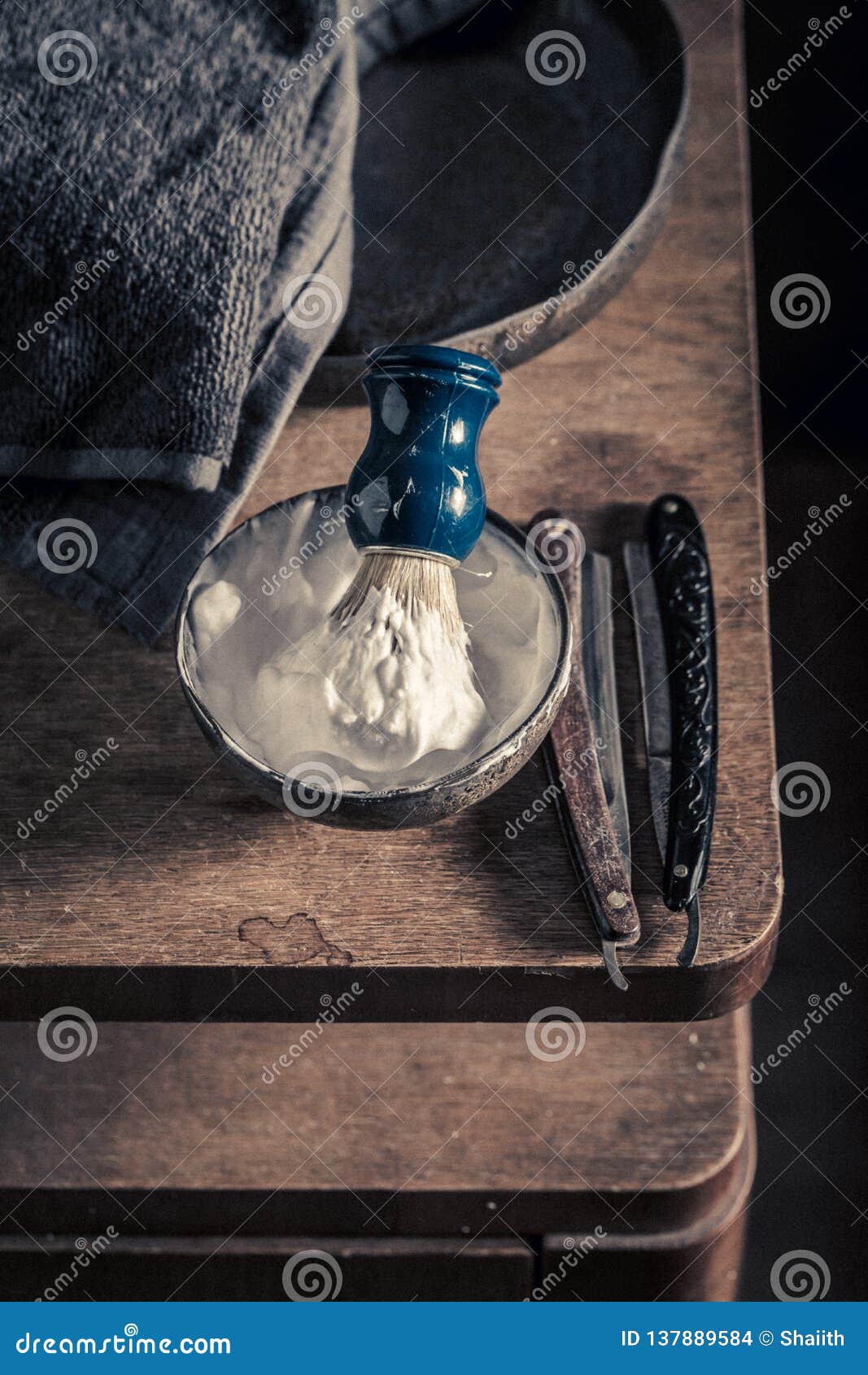 Vintage Tools for Shave with Soap, Brush and Old Razor Stock Photo ...