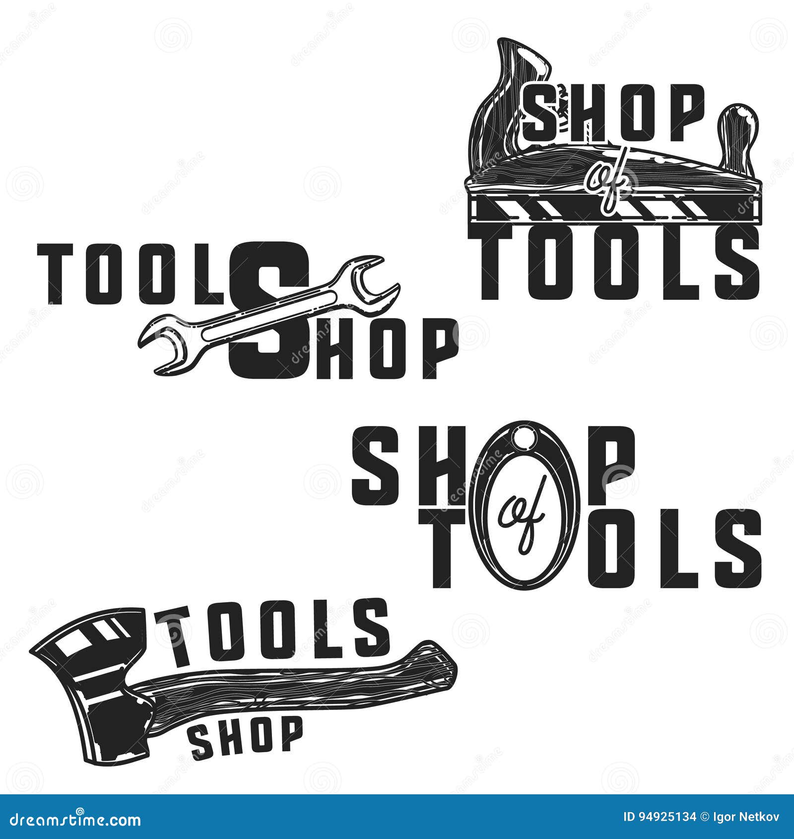 Vintage tools shop emblems stock vector. Illustration of home - 94925134