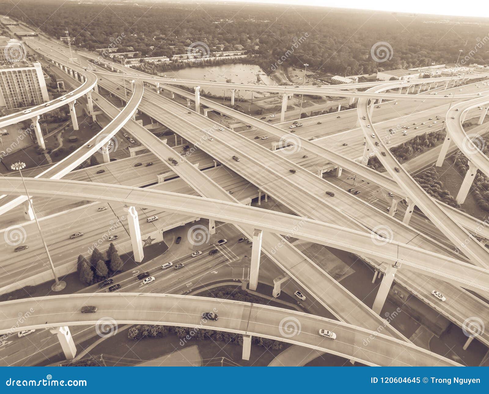 Vintage Top View Massive Highway Intersection, Stack Interchange Stock ...