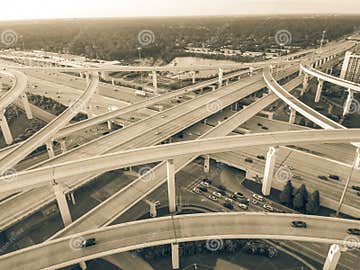 Vintage Top View Massive Highway Intersection, Stack Interchange Stock ...