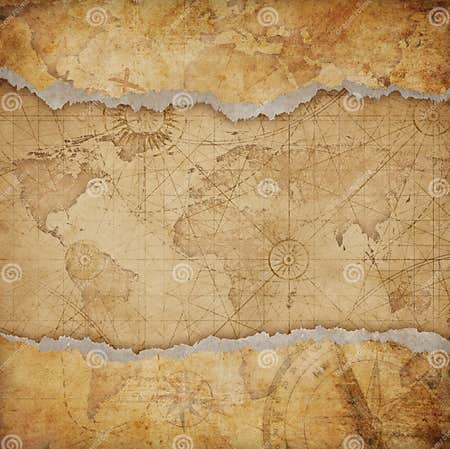 Vintage torn world map stock illustration. Illustration of blank ...