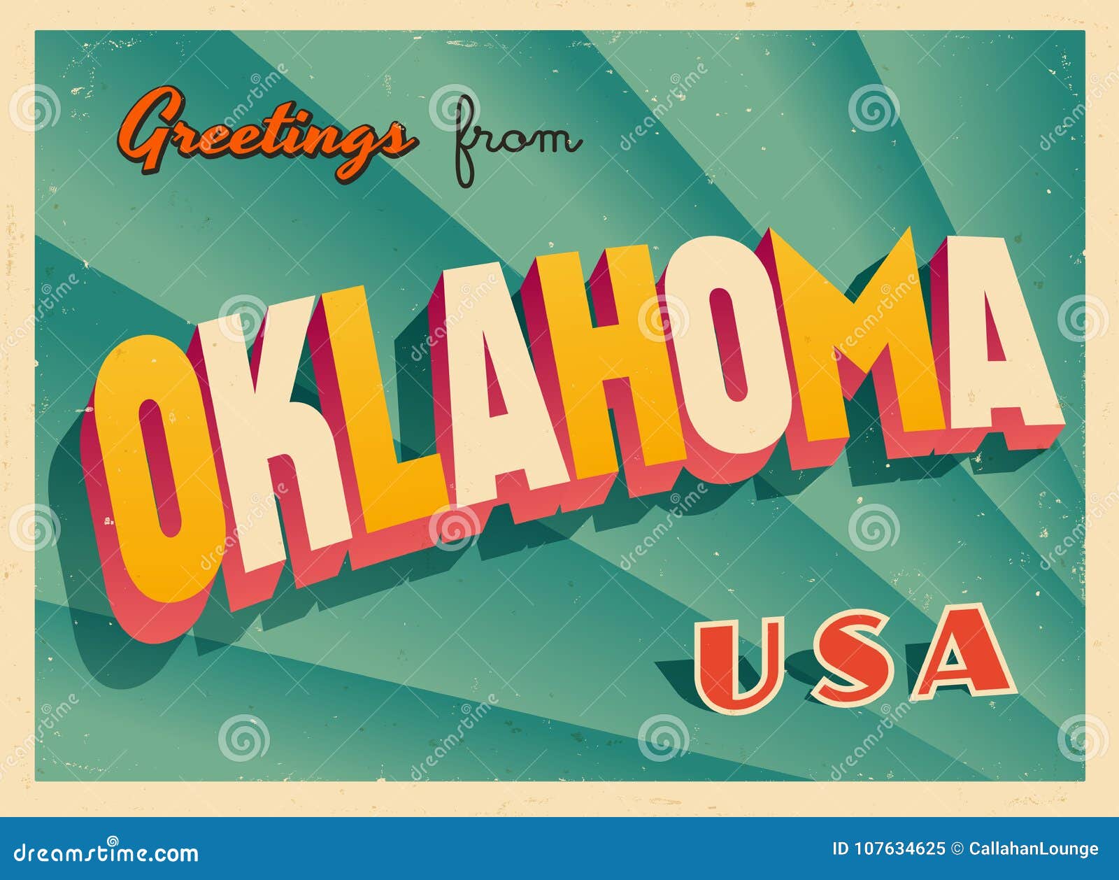 Vintage Touristic Greeting Card from Oklahoma. Stock Vector ... Vintage Touristic Greeting Card from Oklahoma. Stock Vector ...