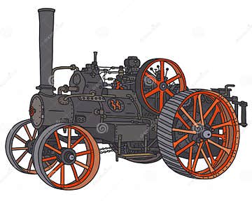 The Vintage Traction Engine Stock Vector - Illustration of brown ...