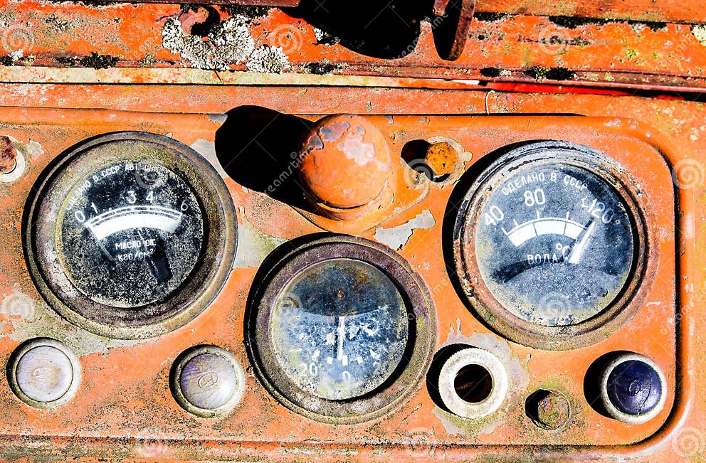 Vintage tractor gauges stock photo. Image of farming - 57274090
