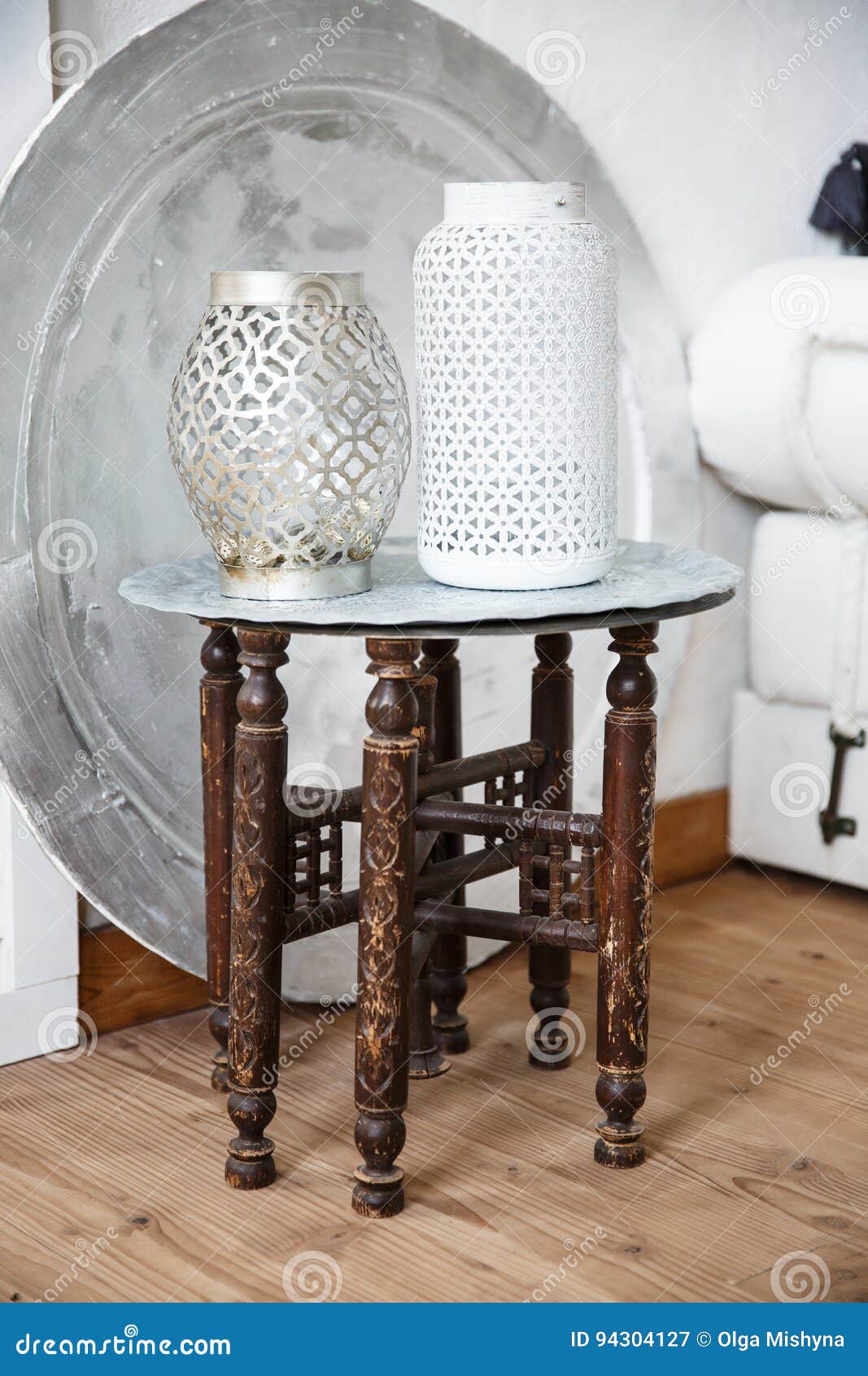 Vintage Traditional Arabic Table with Vases on it Stock Image - Image ...